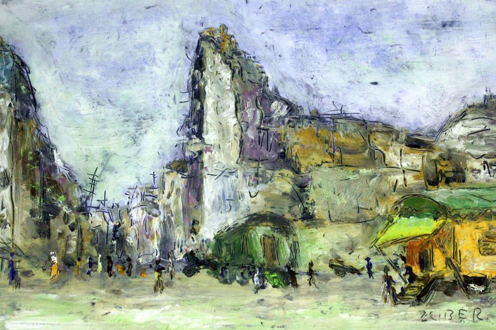 MAX ZUBER (Swiss, 1951–2021) Stadtansicht, Mischtechnik 1971 (Gebraucht ...