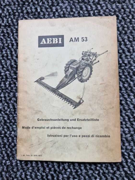 Original Anleitung / ET-Liste Aebi Motormäher AM53 (selten) (Gebraucht ...