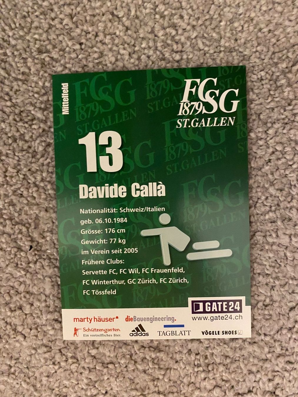 Original Autogrammkarte Davide Callà - St. Gallen (Gebraucht) in Mörel ...