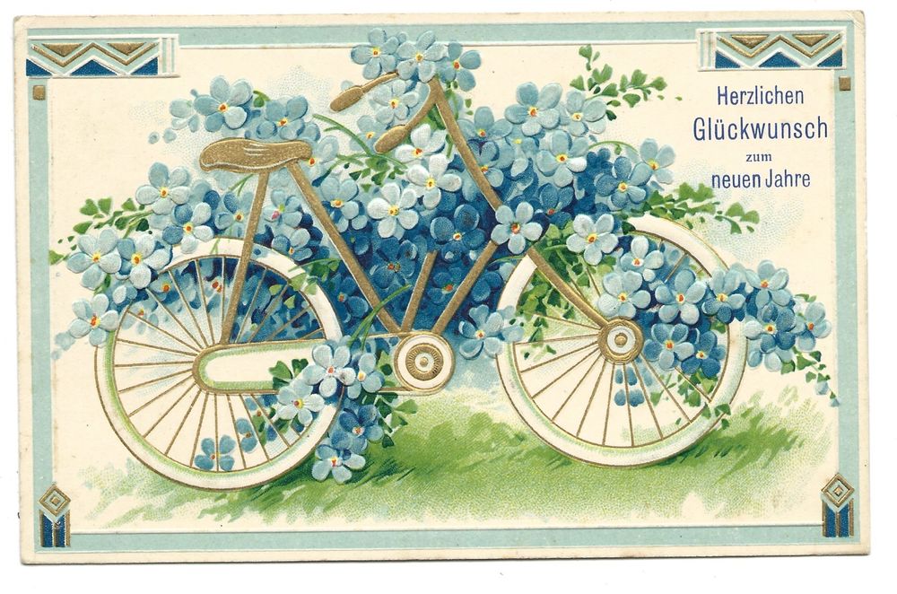 Neujahr - Herzlichen Glückwunsch - Velo - Präge-Litho - 1909 (Gebraucht) in Engelburg für CHF 14 ...