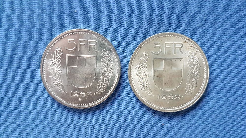 2 x 5 Franken Silbermünzen 60ger Jahre ab nur 1 Franken!! | Kaufen auf Ricardo