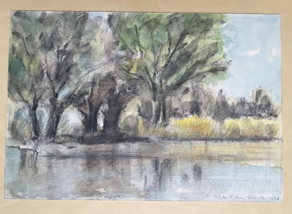William Vuille aquarelle bord de lac 1985 | Kaufen auf Ricardo