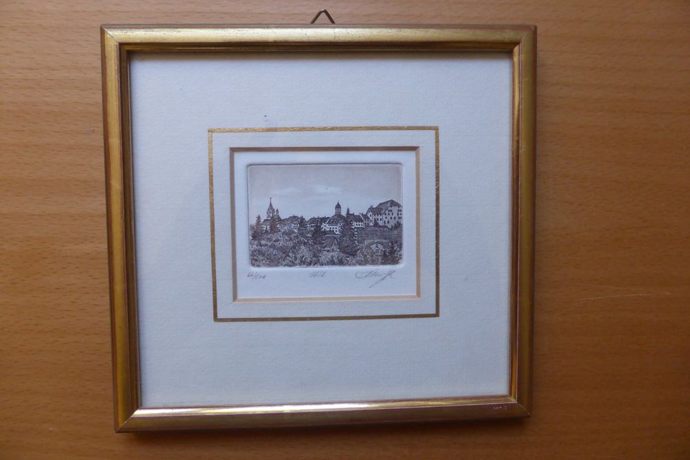 Kleiner Stich von Wil/SG " Wil " - Rahmen handvergoldet | Kaufen auf Ricardo