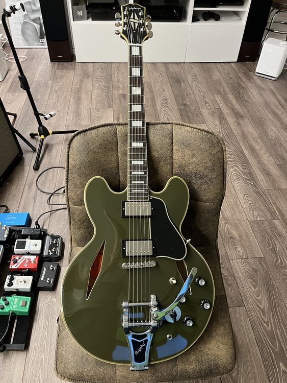 Epiphone Shinichi Ubukata ES-355 Custom Bigsby Olive Drab (Neu (gemäss Beschreibung)) in ...