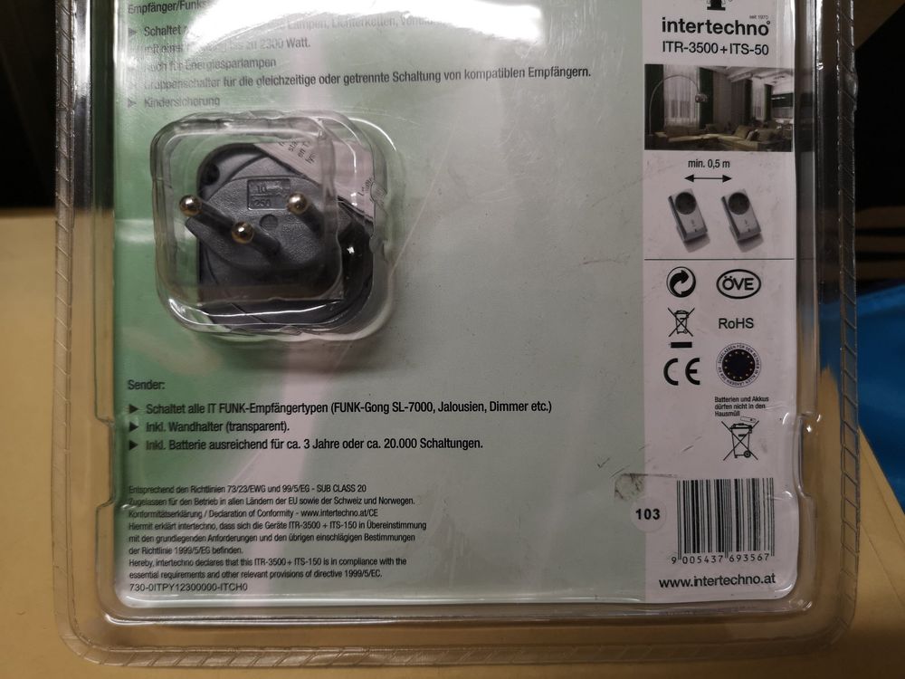 Intertechno Funk Zwischenstecker Set Fernbedienung IT-3500 (Neu und originalverpackt) in Kloten ...