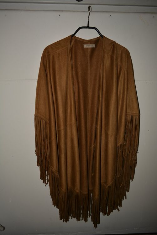 Poncho lederoptik Fransen NEU Festival Hippie Indianer Cowgi (Neu ...