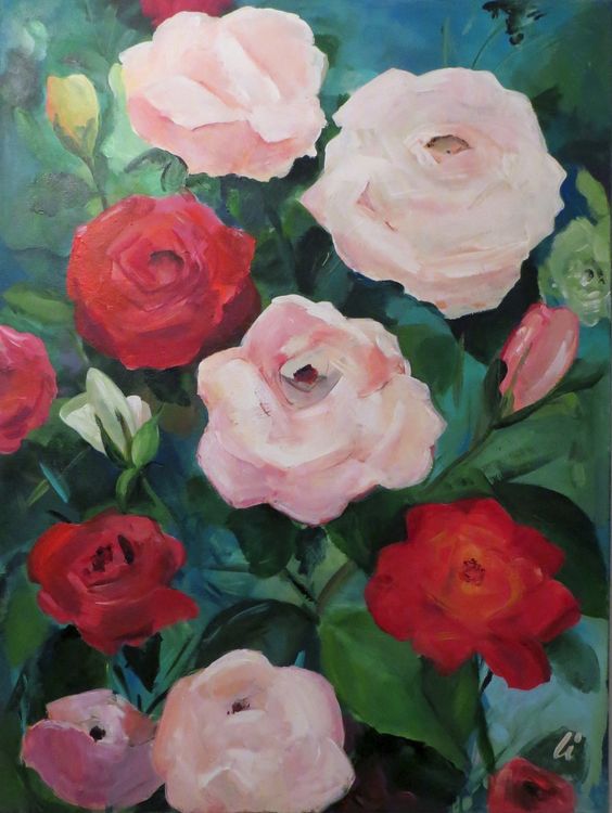 Blumen Gemälde Rosen Acrylbild Leinwand Unikat (Neu (gemäss Beschreibung)) in Winterthur für CHF ...
