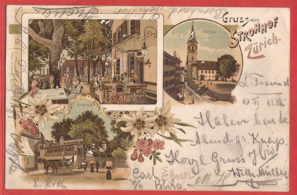 Zürich - Gruss vom Strohhof an Augustinergasse - Litho 1899 (Gebraucht) in Fislisbach für CHF 16 ...