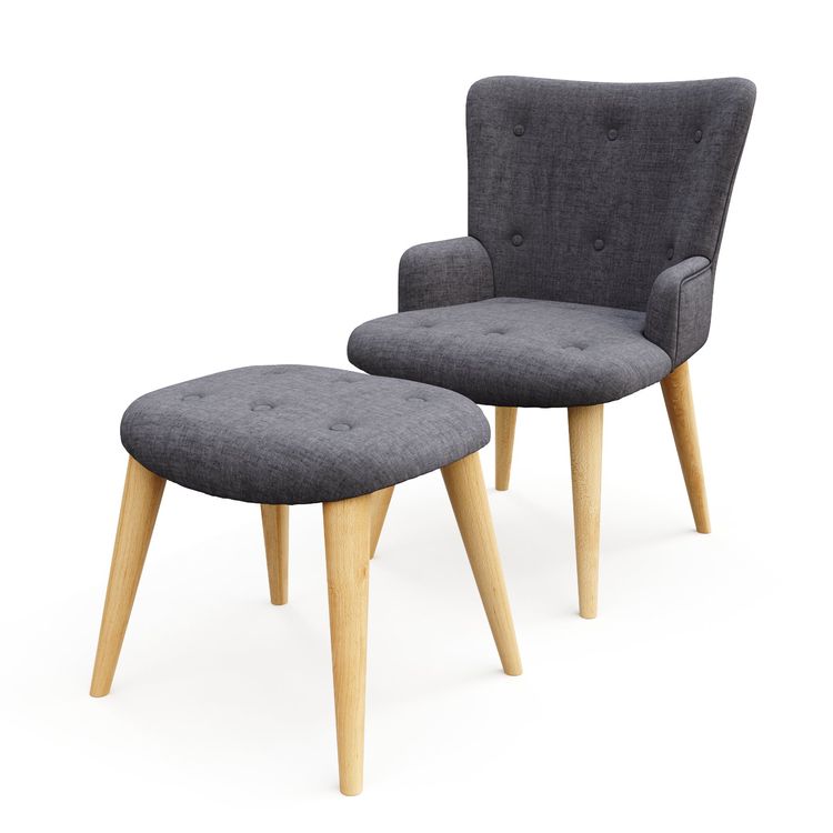 Sessel mit Hocker NEVIO anthrazit | Kaufen auf Ricardo
