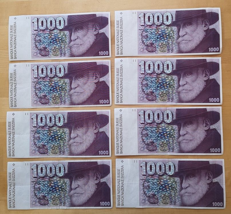 8 x CHF 1'000.00 Note 1978 Ameise (Gebraucht) in Einsiedeln für CHF ...
