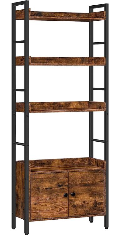 Bücherregal 4-stöckig, Bücherschrank mit Türen und Ablage | Kaufen auf ...