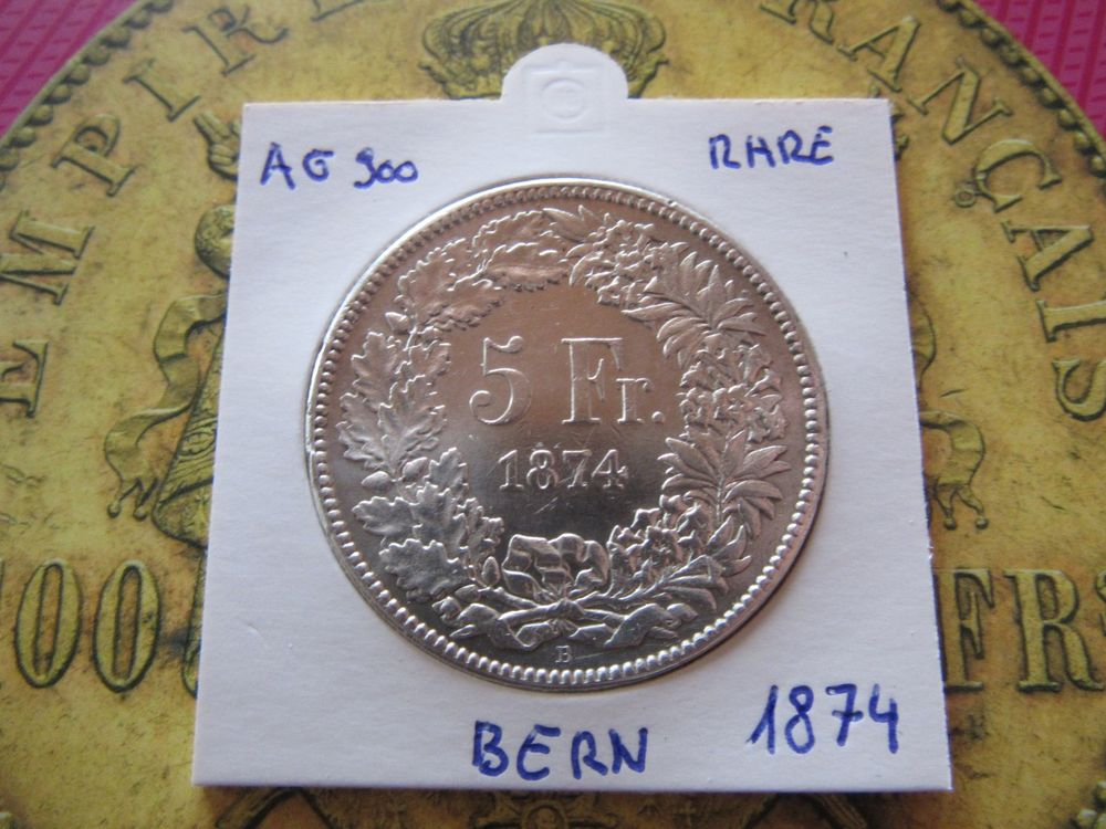 5 FRANKEN 1874 BERN SCHWEIZ AG 900 SILVER | Kaufen auf Ricardo