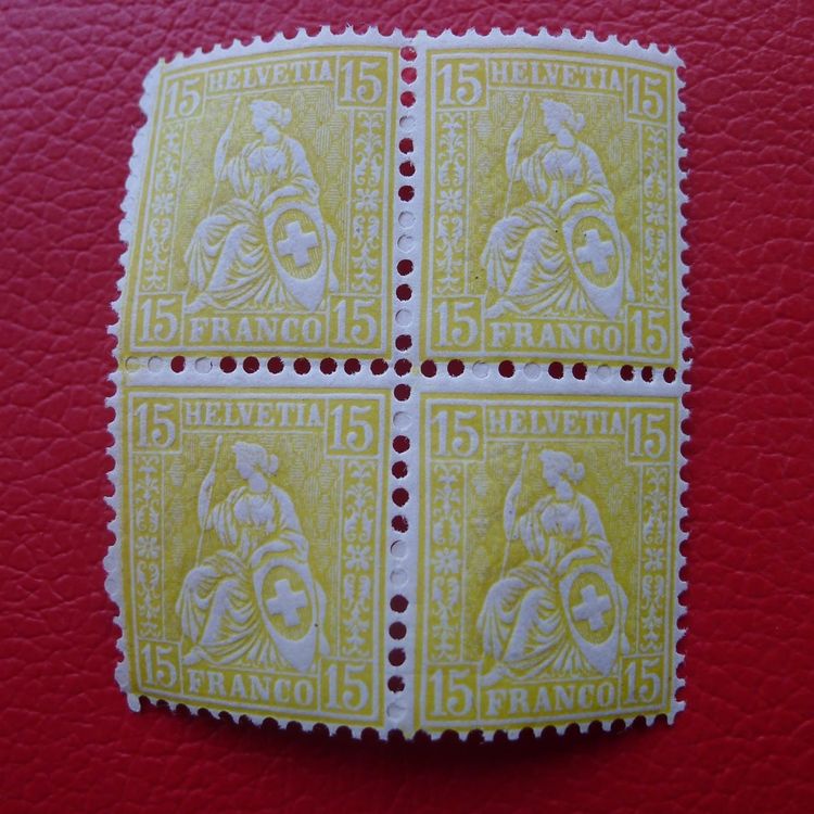 Sitzende Helvetia: Nr.39 ** postfrischer Viererblock, 80.-+ (Gebraucht) in Sursee für CHF 30 ...