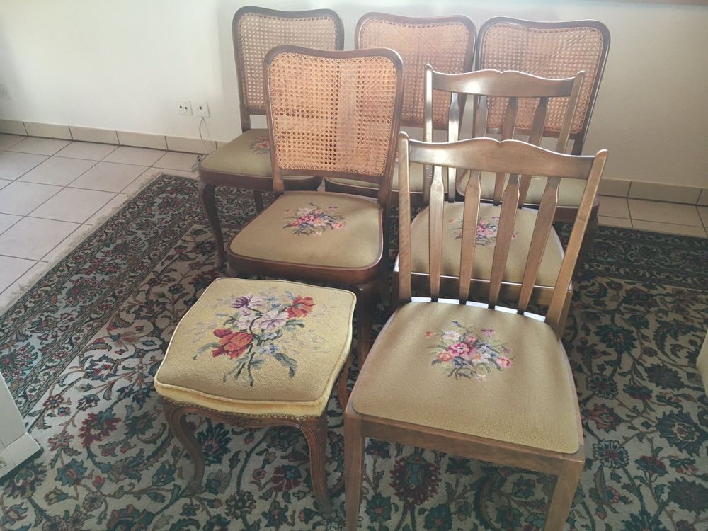 Antiker Stuhl mit handgestricktem Gobelin Stuhl | Kaufen auf Ricardo