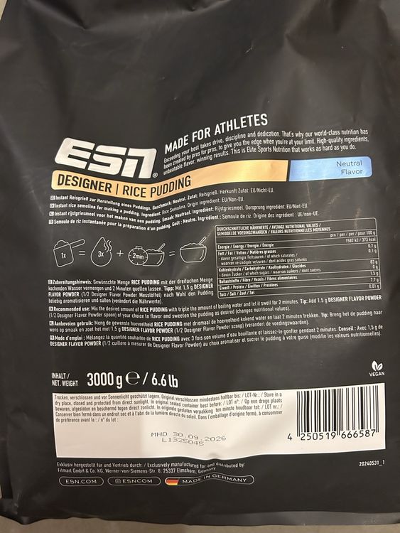 2x ESN - Designer Rice Pudding (3 KG) (ungeöffnet) (Neu und ...
