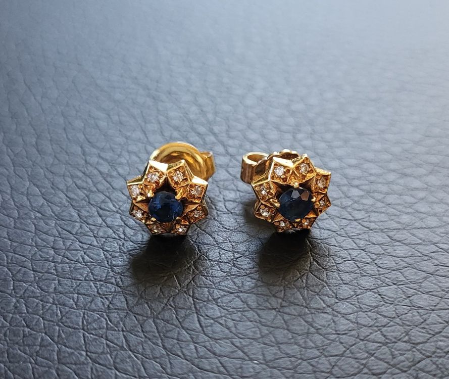 Gold 750 Ohrstecker Mit Brillanten/Saphir (Gebraucht) in Wald ZH für CHF 190 – mit Lieferung auf ...