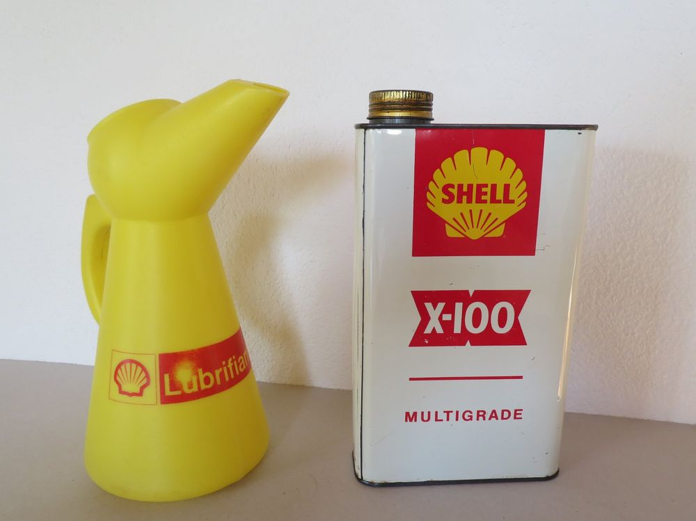 SHELL Ölkanister / Dose vintage mit originellem Einfüller (Gebraucht ...