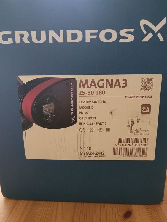 Grundfos Magna 3 25-80 180 mit Garantie (Neu und originalverpackt) in ...