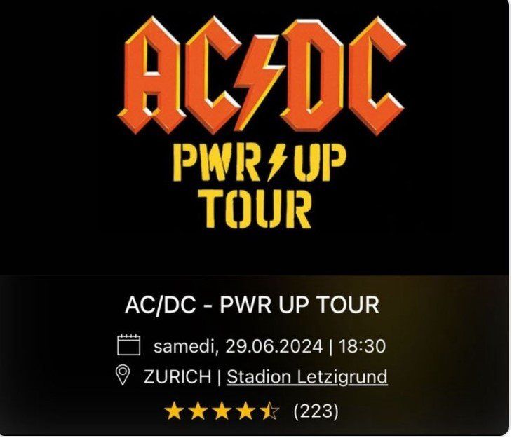 AC/DC Zürich, 29.Juni 2024 2x Normale Stehplatz Tickets (Neu und originalverpackt) in Einigen ...