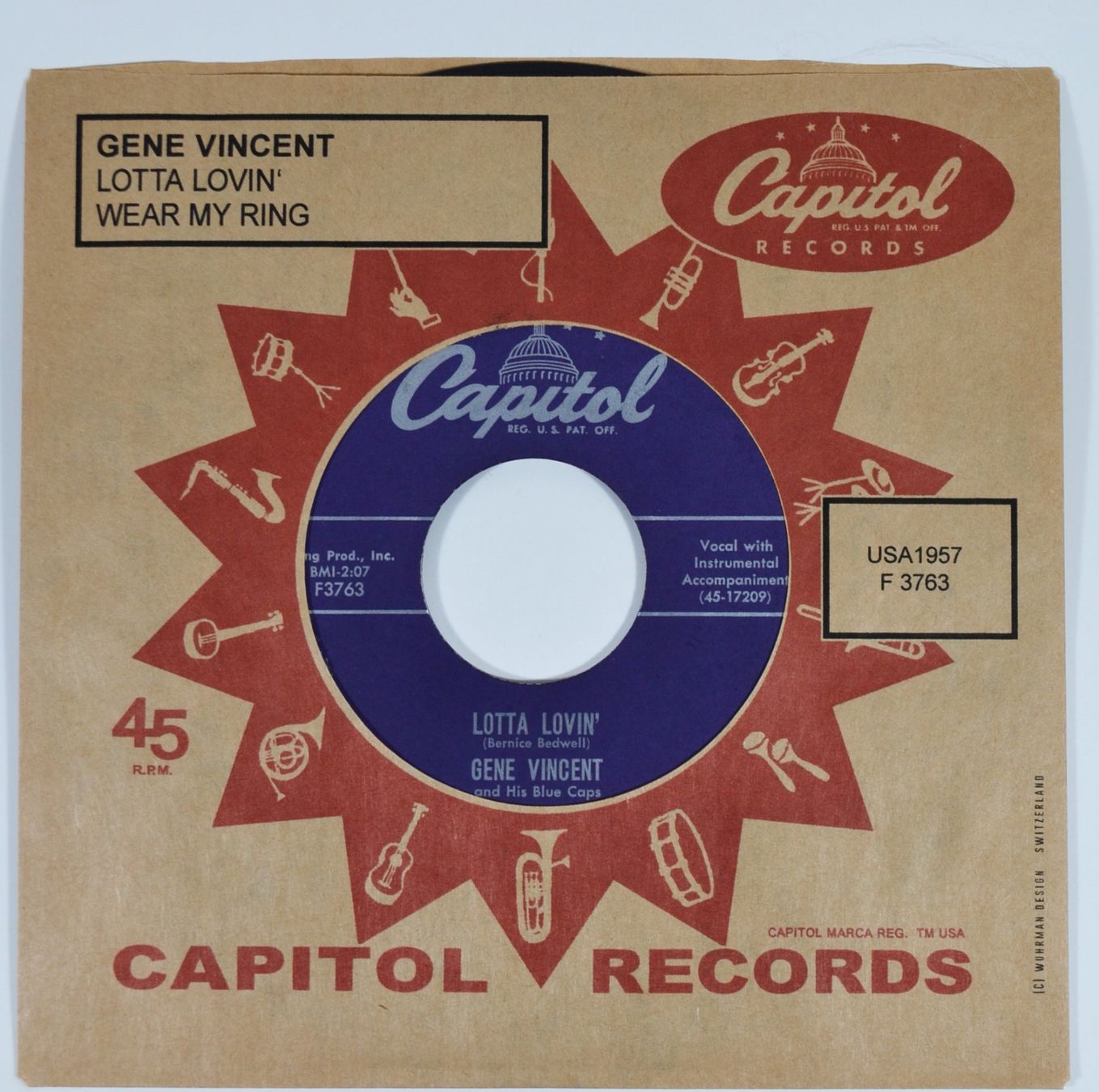 Single: GENE VINCENT - Lotta Lovin' / Wear My Ring (Gebraucht) in ...