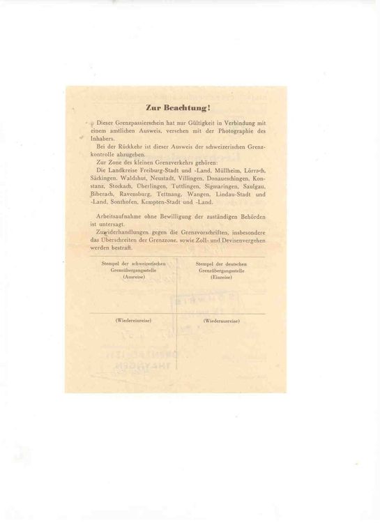 Grenzpassierschein Frs Auto