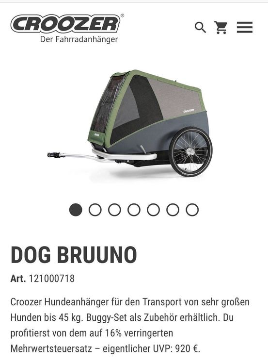 NEUER Croozer Hunde Veloanhänger (Neu und originalverpackt) in ...