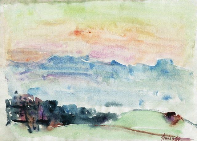 Rudolf Zender. Landcshaft, 1986. Aquarell (Gebraucht) in Zumikon für CHF 100 – nur Abholung auf ...