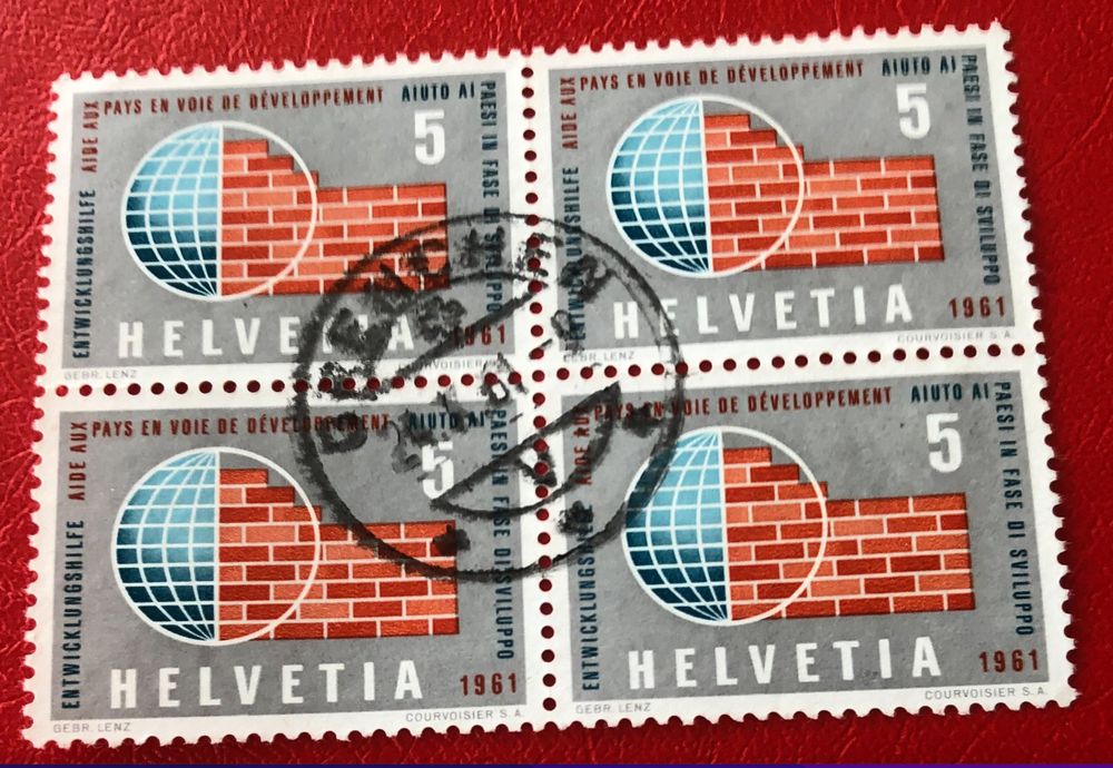 4 er Block Nr.375 mit Stempel (Gebraucht) in Aarau für CHF 0.35 – mit ...