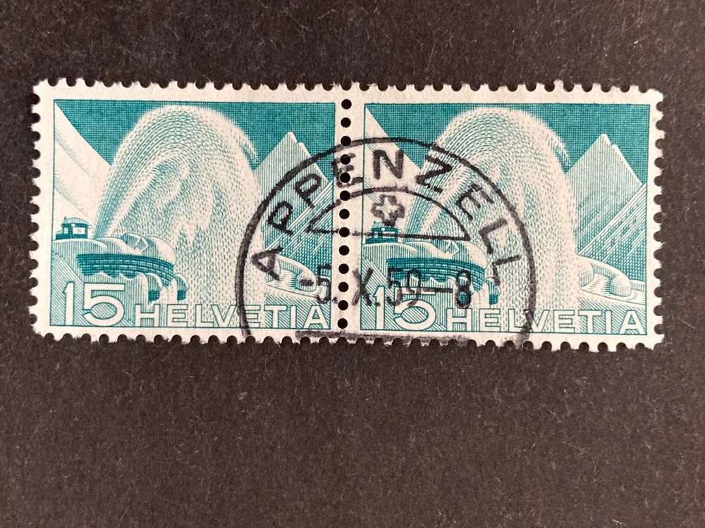 Schweiz 1959 Schneeschleuder 15 Vollstempel APPENZELL 5.X.59 (Gebraucht) in Liestal für CHF 1 ...
