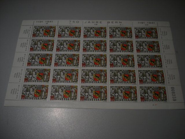 Bogen 750 Jahre Bern 1941, *, mit Abart Spinne auf Hammer | Kaufen auf ...