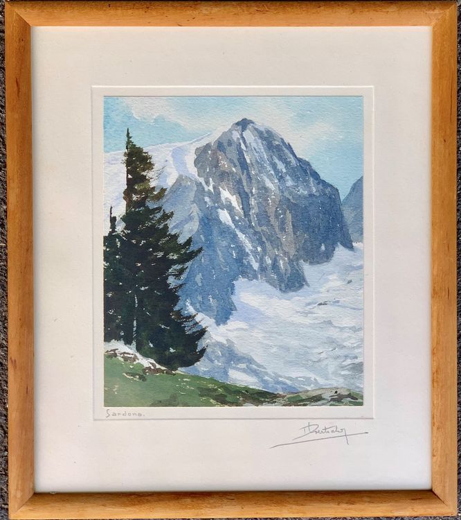 Aquarelle Berglandschaft unleserlich sig | Kaufen auf Ricardo