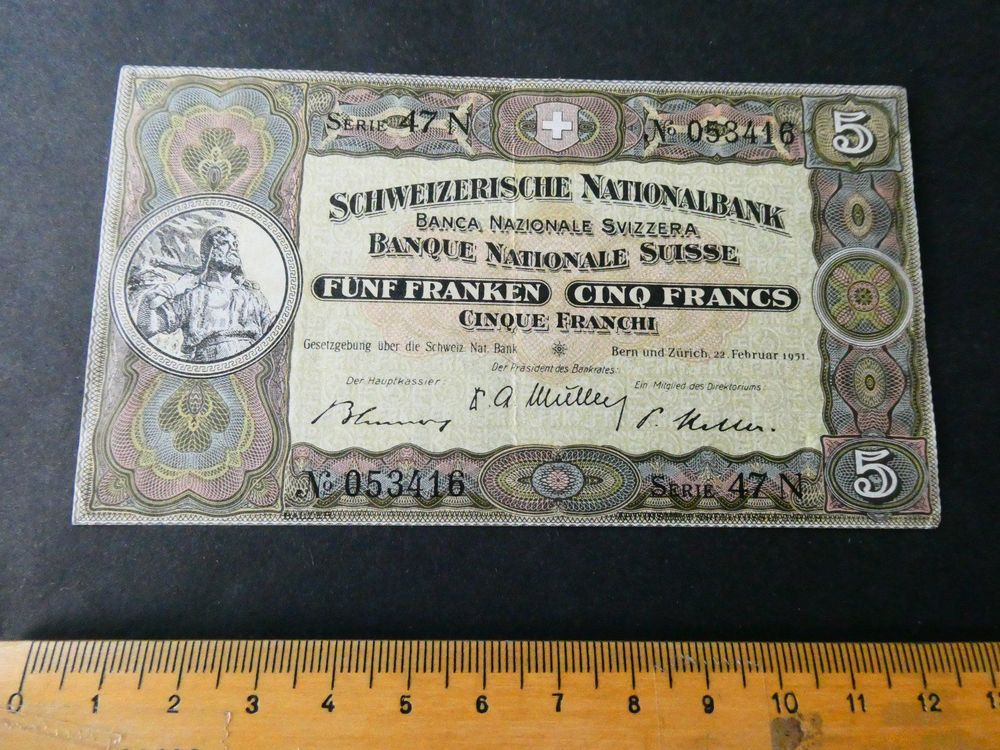 Schweiz 1951, 5 Franken (Gebraucht) in Hinterforst für CHF 9 – mit Lieferung auf Ricardo kaufen