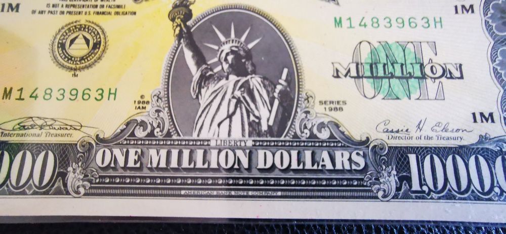 EINE MILLION DOLLARNOTE !!!! MIT OFFIZIELLEM ZERTIFIKAT !!!! (Neu und ...