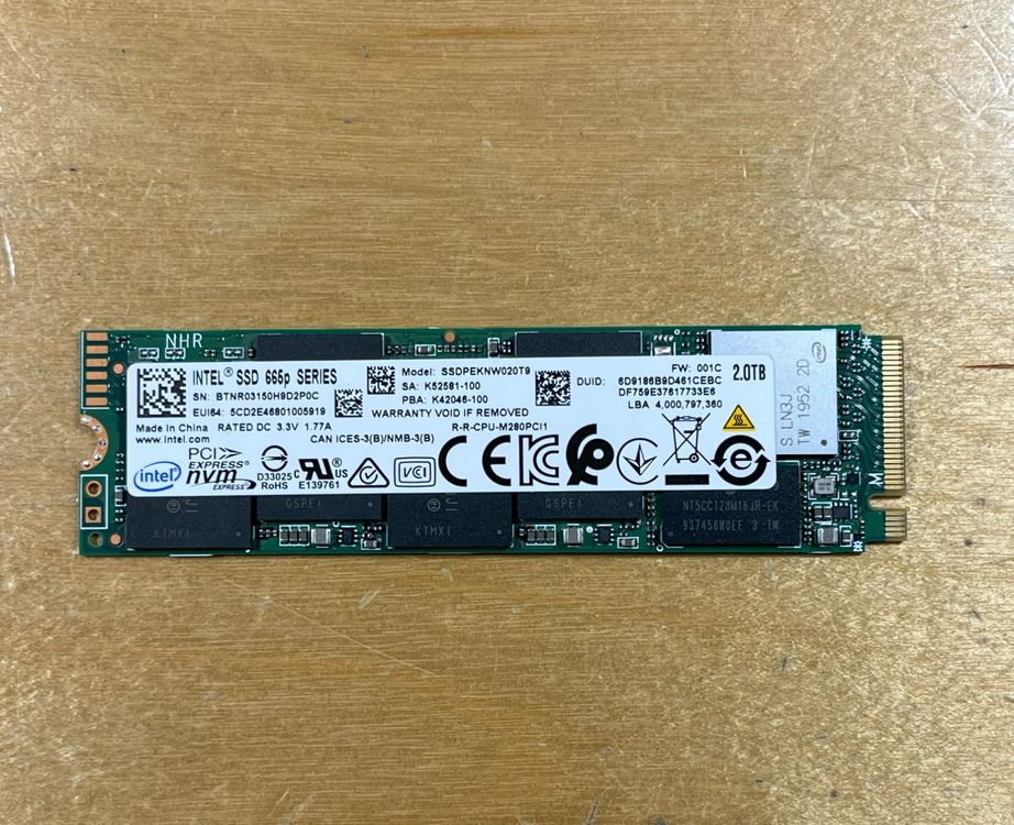 SSD M.2 2280 NVMe 2.0TB, Intel 665P (SSDPEKNW020T9X1) | Acheter sur Ricardo