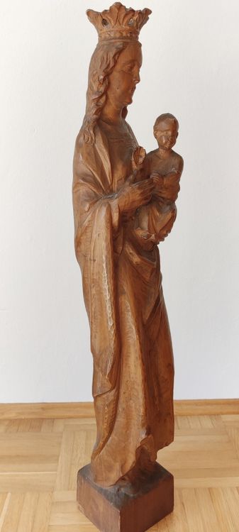 Antike Holz Madonna mit Kind Statue Maria Skulptur Figur (D'occasion) à ...