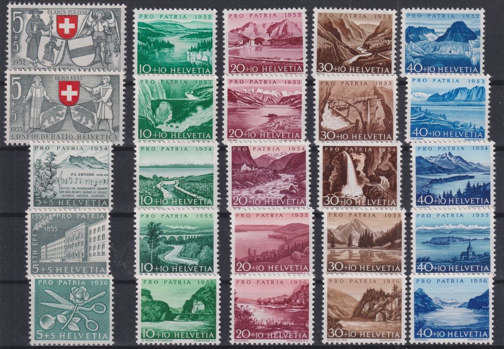 R4) Lot Pro Patria 1952-1956 mit Gummi ohne Falz. | Kaufen auf Ricardo