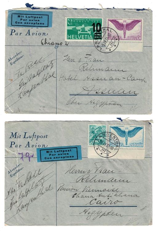 2 Briefe 1937 mit je 65 + 1Fr. Ikarus | Kaufen auf Ricardo