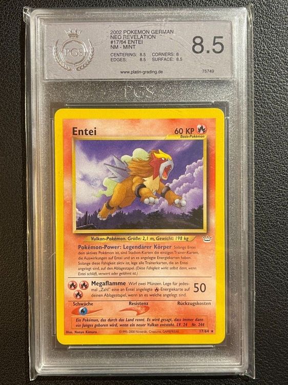 2002 Entei 17/64 Pokémon Neo Revelation PGS 8.5 NM/Mint | Kaufen auf ...