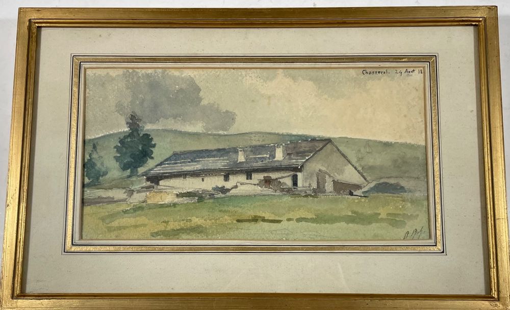 Antikes Landschaft Aquarell Monogrammiert | Kaufen auf Ricardo