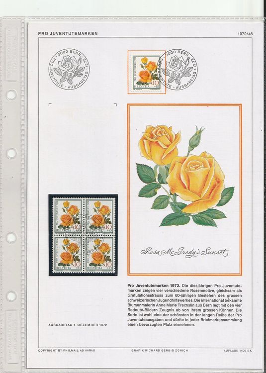 PJ Rosen 1972, illustrierte Blätter mit Viererblöcken (Gebraucht) in ...