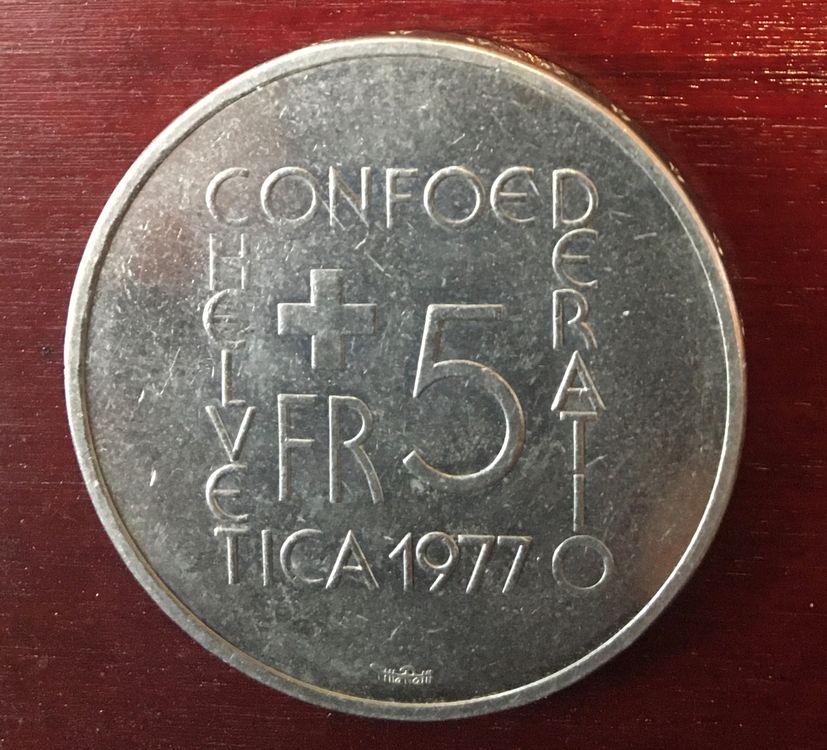 Münze - Schweiz - 1977 - Confoederatio Helvetica - 5 Fr. (Gebraucht) in Hemberg für CHF 5 – mit ...
