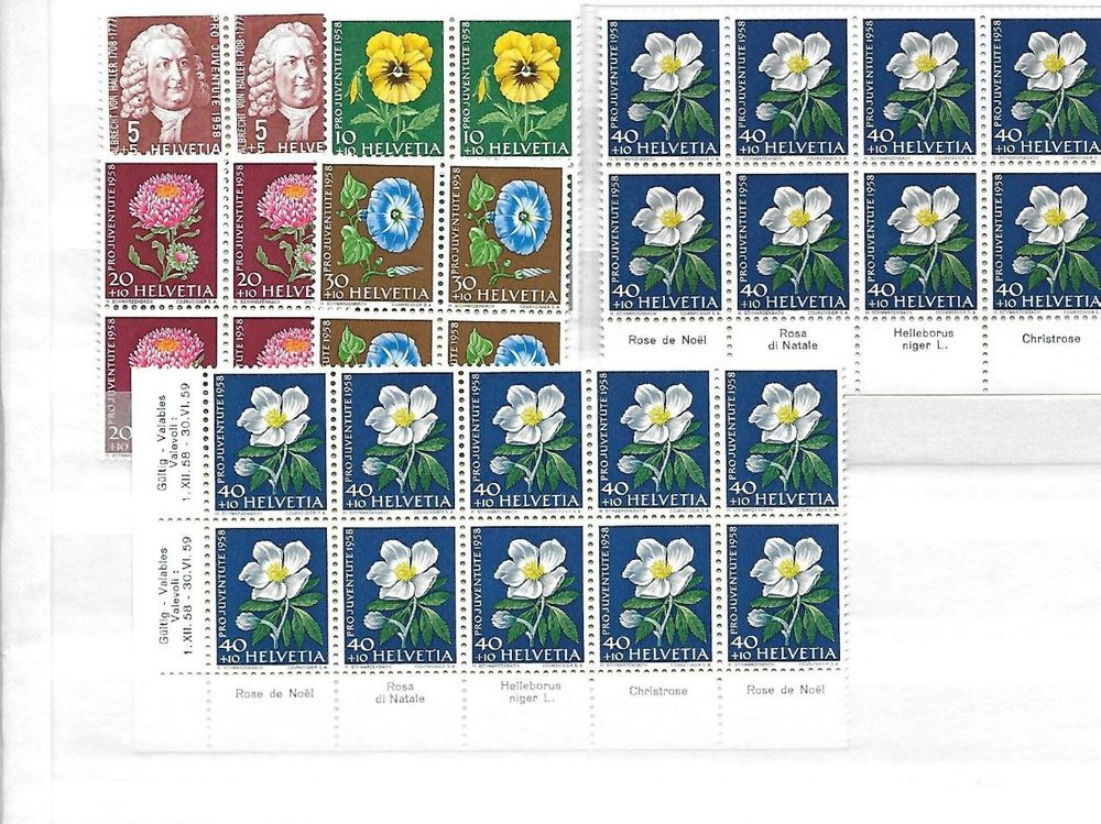 PJ ** Viererbl.Restlot 1958 40Rp mit Tab Kat:CHF 119.- | Kaufen auf Ricardo