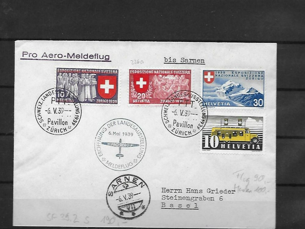SF 1939 SF 39.2 s mit 226a Kat: CHF 190.- (Gebraucht) in Basel für CHF 8 – mit Lieferung auf ...
