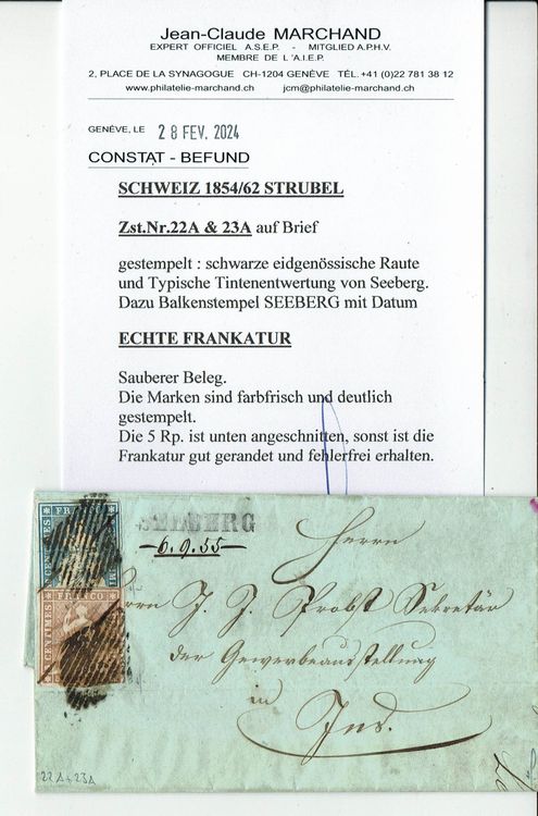 STRUBEL > 15RP > SEEBERGBRIEF TINTE+RAUTE+STAB BEFUND (Gebraucht) in Rüschlikon für CHF 350 ...