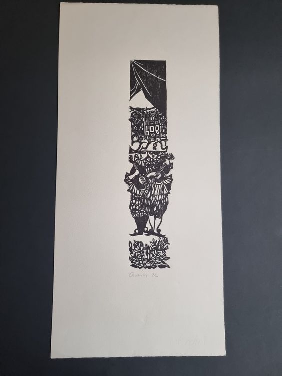 HOLZSCHNITT UNLESERLICH SIGNIERT BLATTGRÖSSE 56X26CM | Kaufen auf Ricardo