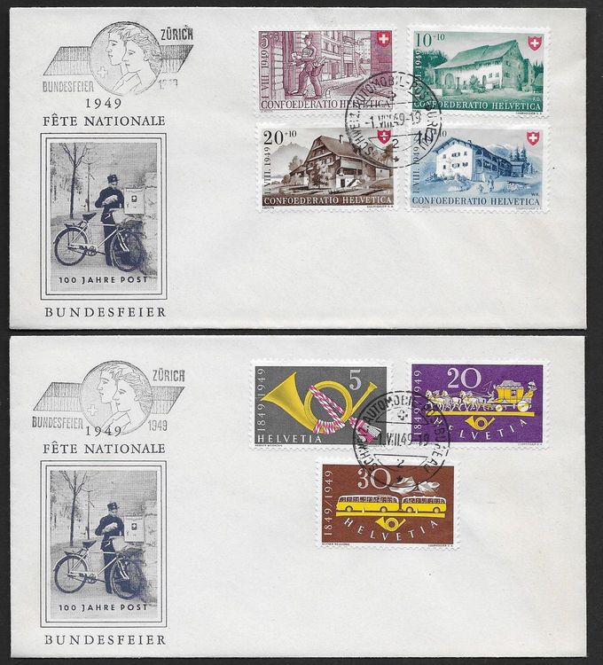 1949 zwei SATZ-Briefe illust. Zürich Bundesfeier-o ab 1.- | Kaufen auf Ricardo