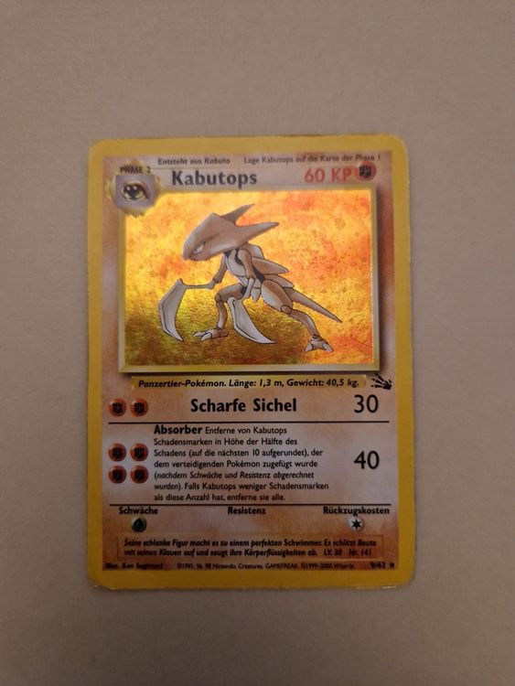 Kabutops Holo Fossil (Gebraucht) in Krauchthal für CHF 3 – mit Lieferung auf Ricardo kaufen