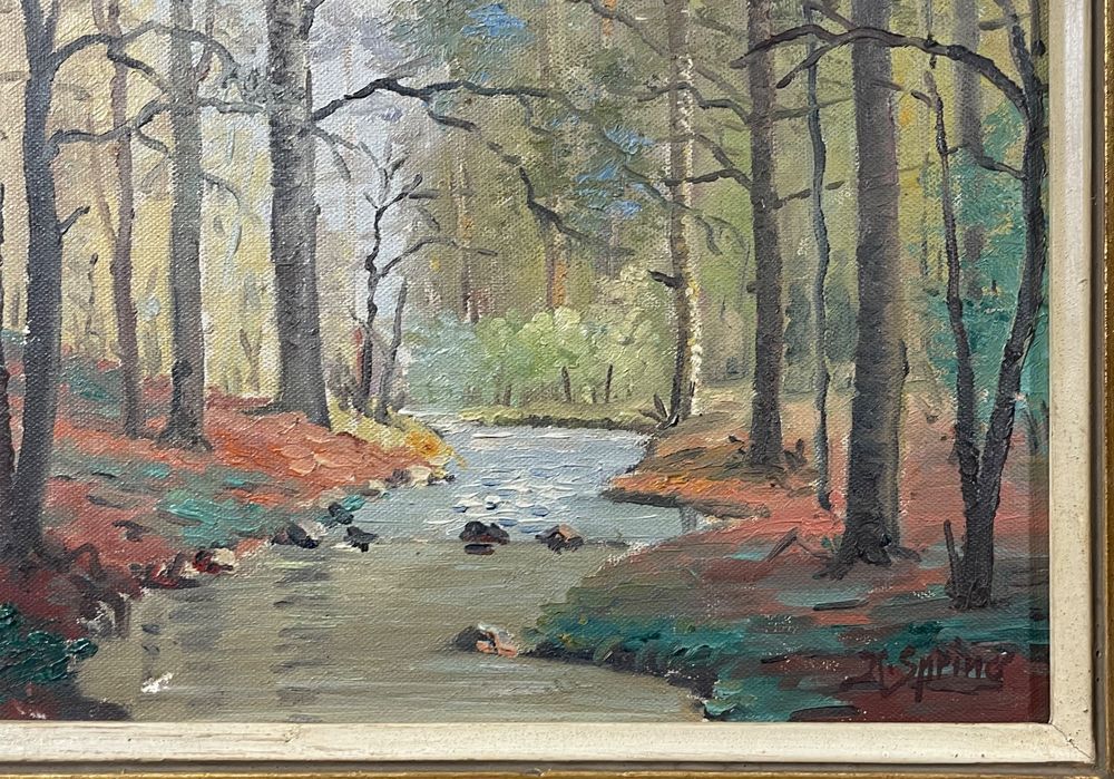 Fluss Szene im Wald Gemälde Signiert | Kaufen auf Ricardo