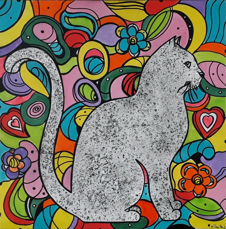 Gemälde Pop Art Katze Künstler: Manuela Reitz | Kaufen auf Ricardo