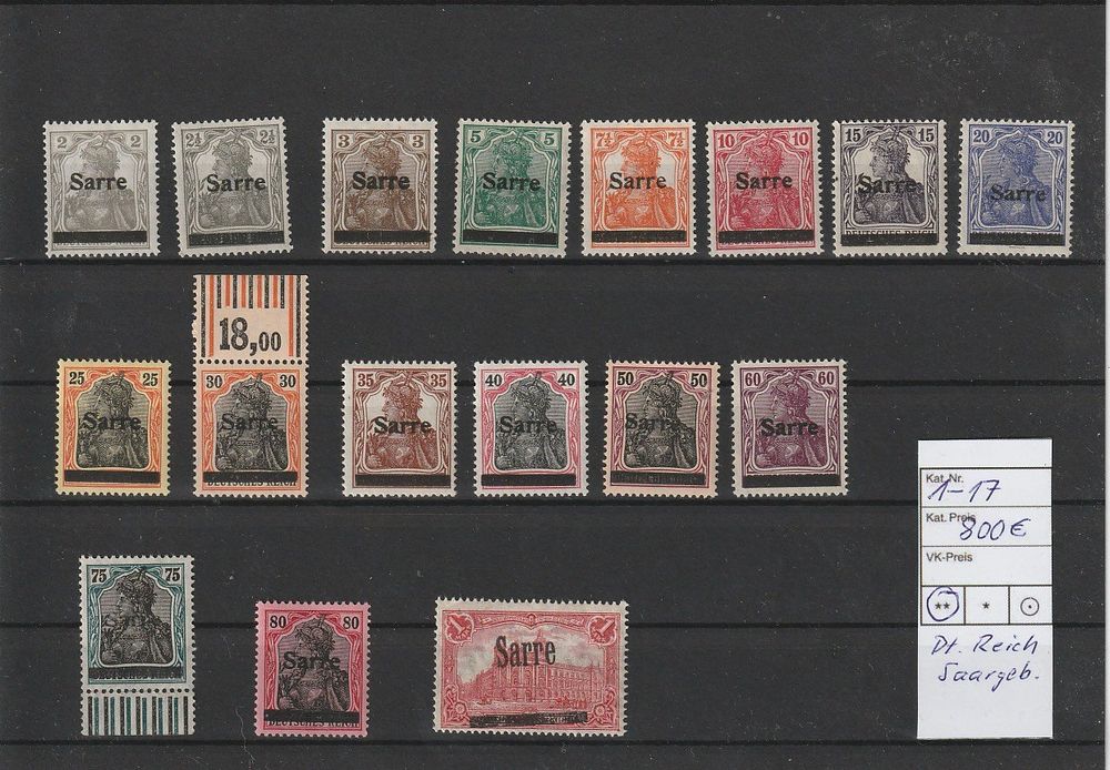 Markensatz** Deutsches Reich, Saargebiet, Top Kat. 800.-€ (Neu (gemäss ...